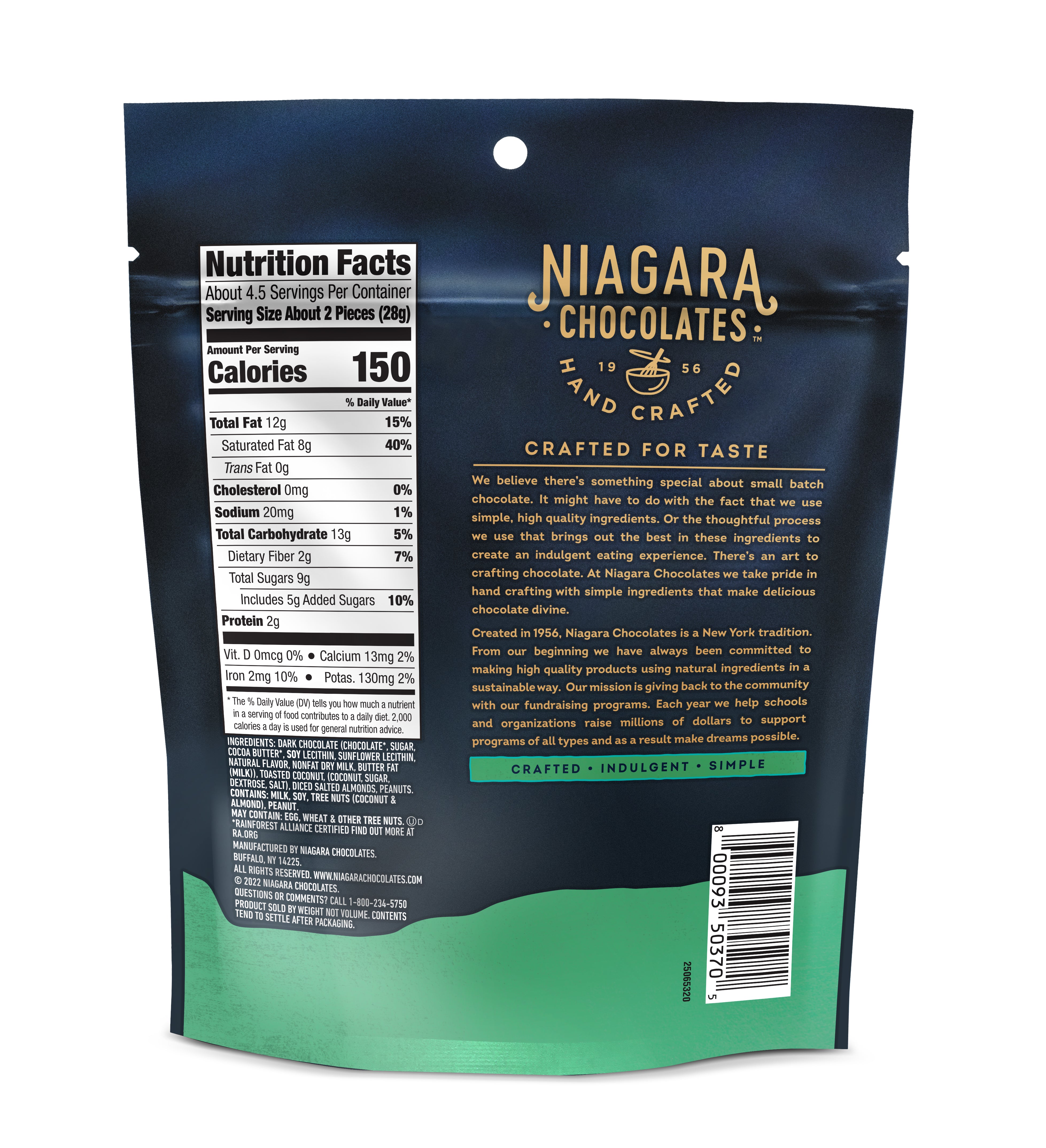 70% Dark Chocolate Coconut Clusters (4.5oz Bag) – niagarachocolates