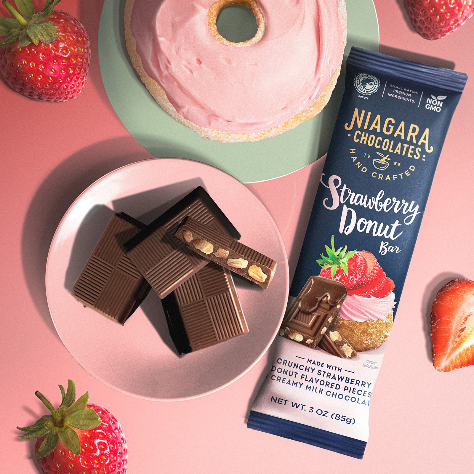 Strawberry Donut 3oz Milk Chocolate Bar – niagarachocolates
