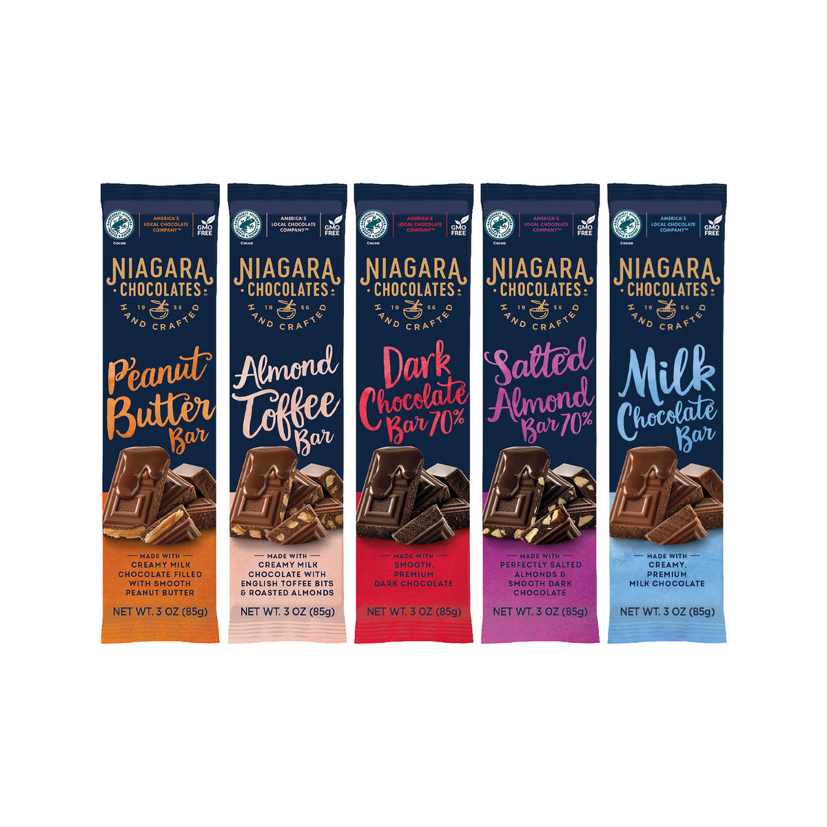 Chocolate Bar Variety 5-Pack (3oz) - 1 Bar per flavor – niagarachocolates