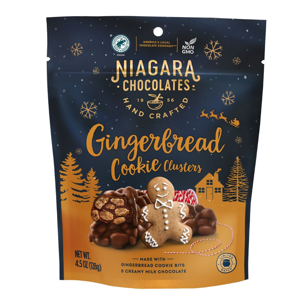 Milk Chocolate Gingerbread Cookie Clusters (4.5oz Bag) – niagarachocolates